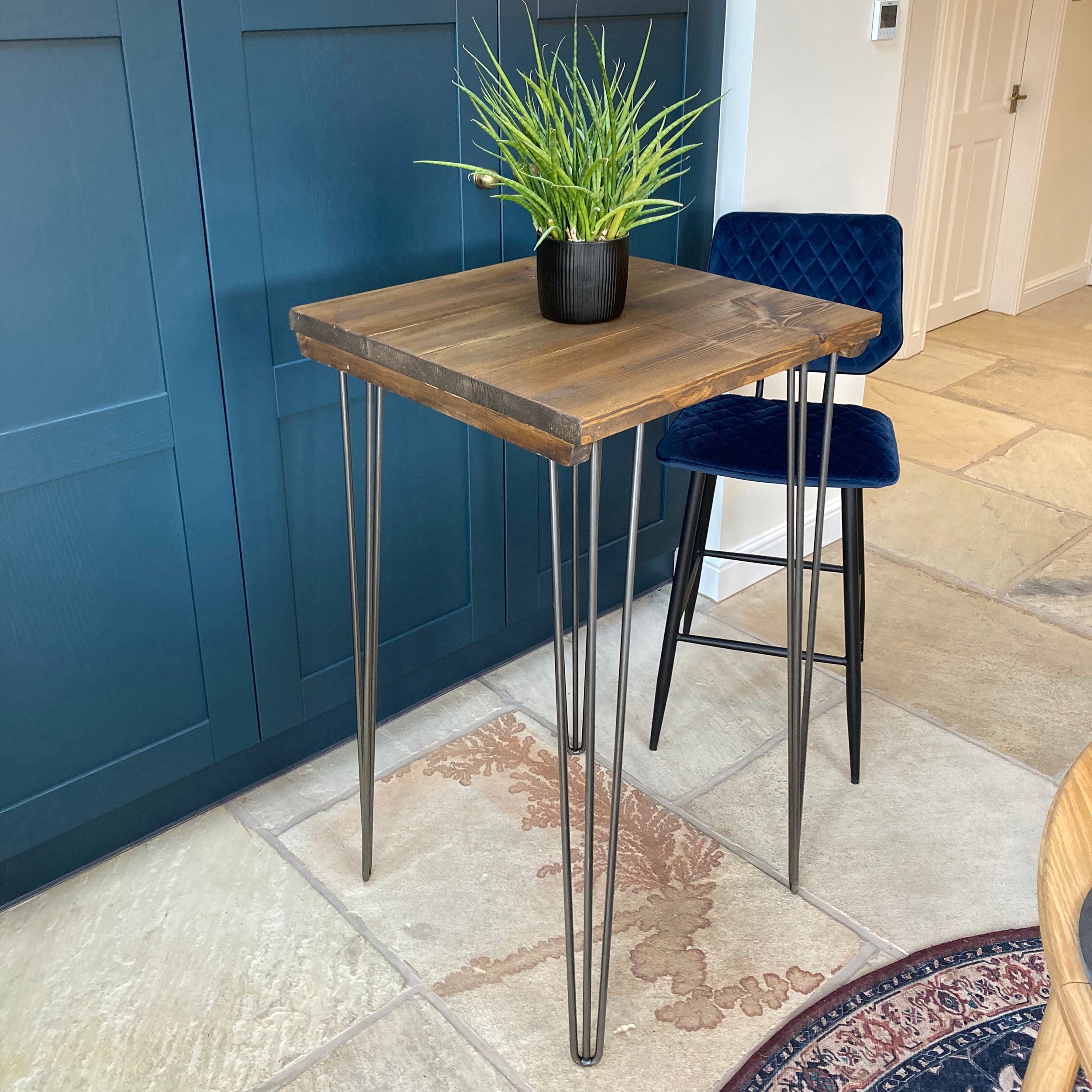 1. Indoor Rustic-style Poseur Tables – The Trestle Table Company