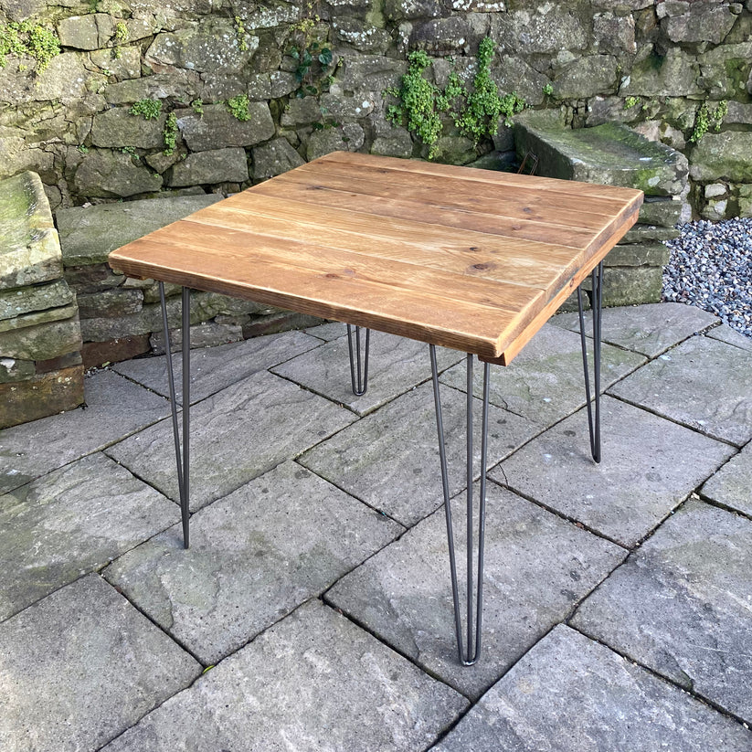 2. Outdoor Reclaimed Scaffold Board Dining Tables – The Trestle Table Company